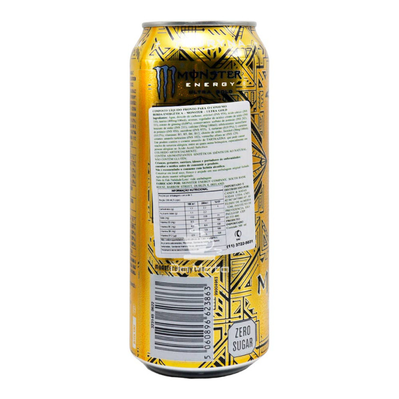 Energético Monster Zero Cuckru Ultra Gold 500ml - Tabacaria Da Mata